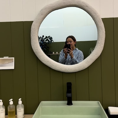 Wavy Concrete Mirror, Artistic Irregular Rock Mirror, Organic Home ...