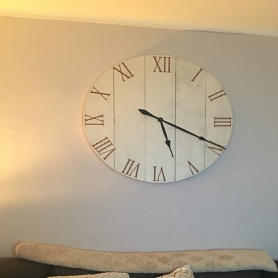 Large Wall Clock off White Above Fireplace Decor Farmhouse Living ...