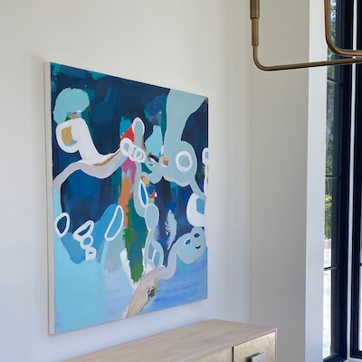Abstract Art Original Painting Extra Large Focal Point Green Blue Rust ...