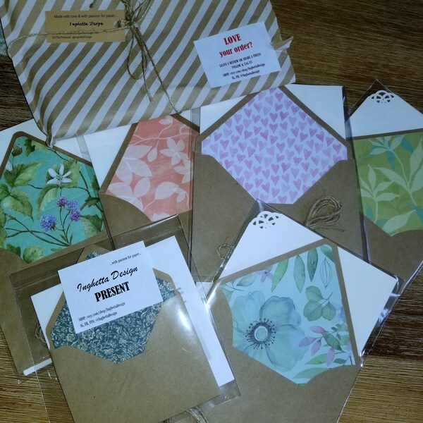 Lined Envelopes Set 3x4", Letter Writing Set, Cotton Writing Paper ...