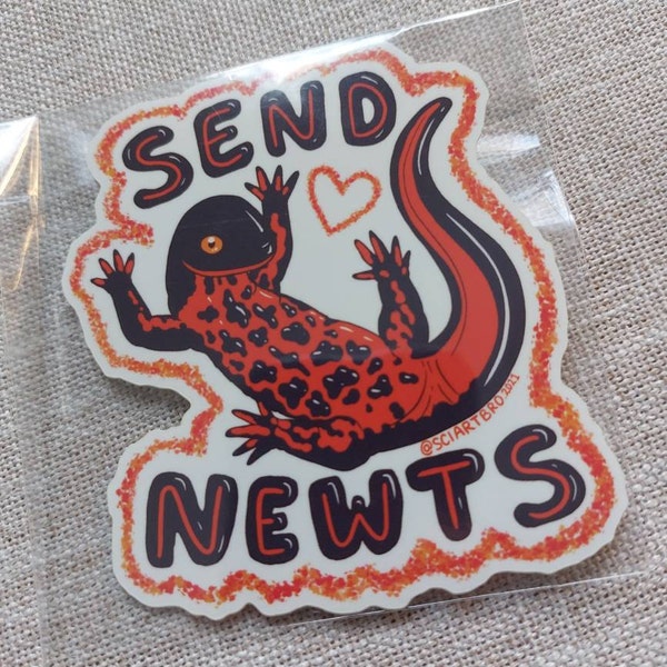 SEND NEWTS Ecology Meme Vinyl Sticker | Herpetology | Salamander | Newt ...