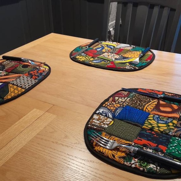 African Print Quilted Placemats - Set of 4 Cotton Oval Table Mats - Etsy
