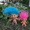 Vintage Ace Novelty Treasure Troll Doll, Blue Hair, Blue Circle Jewel ...