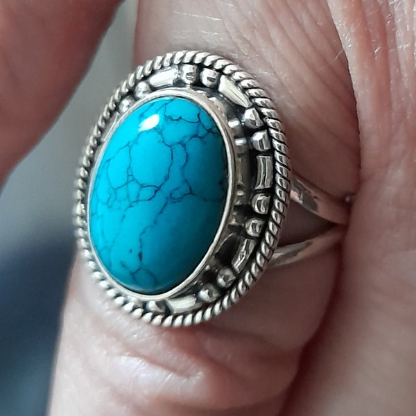 Turquoise Ring, ,92.5% Sterling Silver Ring, Silver Ring, 925 Solid ...