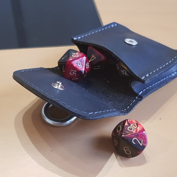 Genuine Leather Dice Case With Belt Carabiner - Stylish DND Dice ...