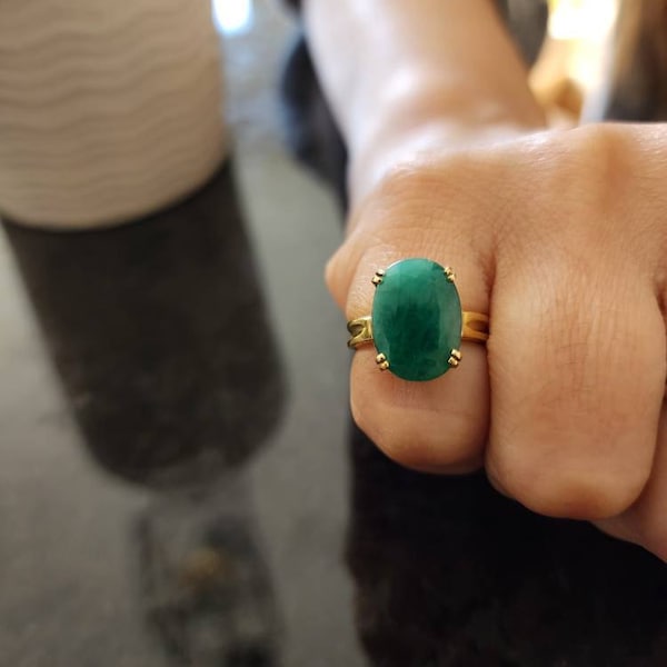 Natural Red Coral Cylindrical Shape (moonga) Gemstone Copper Ring | 3ct ...