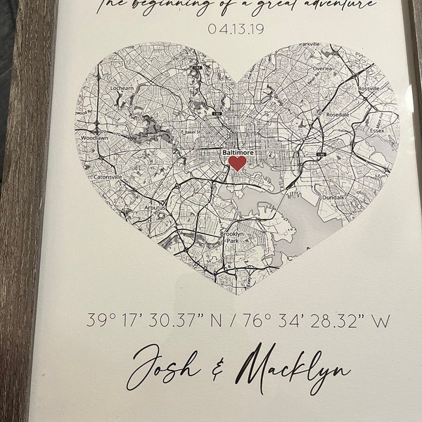 Where We Met Map, Personalized Couples Gift, Custom Map, Boyfriend Gift ...