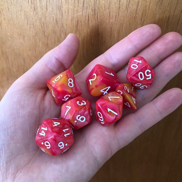 Dnd Dice Set / White Jade Pearl Marble Swirl Polyhedral Dice / D&D Dice ...