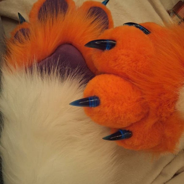 Turquoise Fox Ear Tail Paw Fursuit Set Petplay Cat Cosplay Set Tail ...