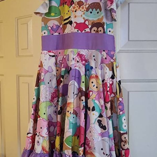 Purple Squishmallow Bow Back Twirl Dress - Etsy