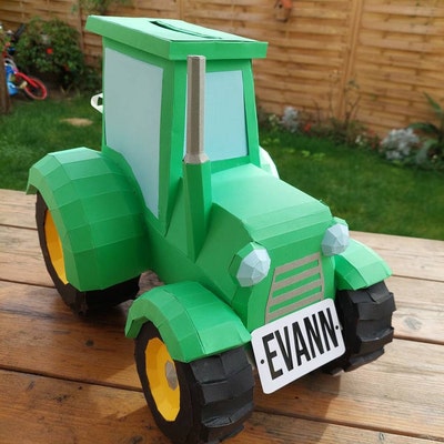 Farm Tractor/ Diy Craft/ Template PDF STUDIO SVG/ Low Poly/ Papercraft ...
