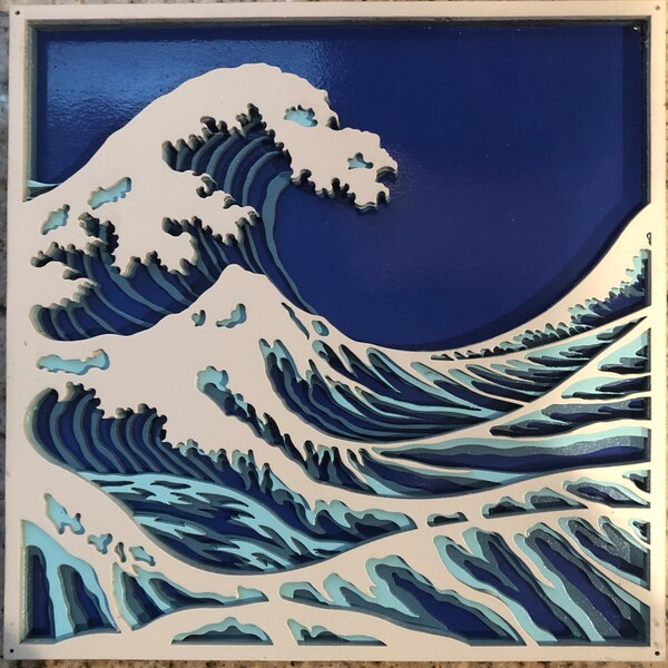 Digital Files-great Wave-cricut SVG-CNC Laser Cut Cricut-multilayer 3D ...