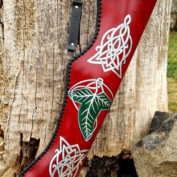 Real Leather Side Quiver With Phoenix Motif / Archer Equipment ...