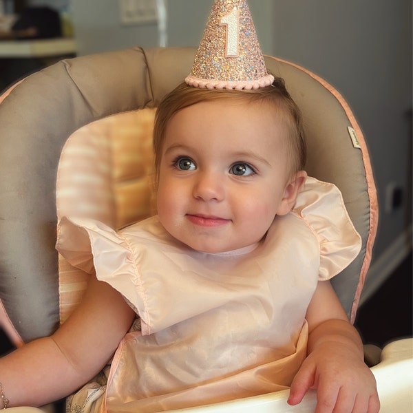 Blush Birthday Party Hat, Champagne Glitter, Birthday Party Hat, Girl ...