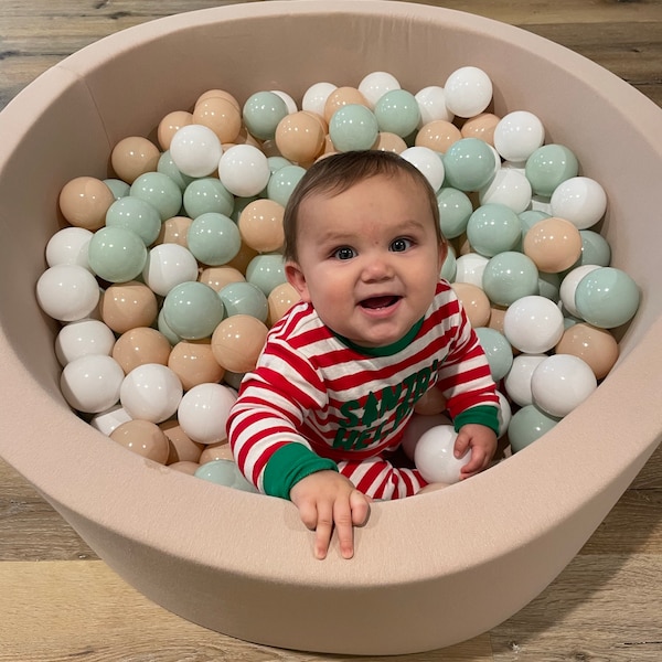 Beige Ball-pit Round +200 Balls Included Baby Foam Round Ball Pit, Ball ...