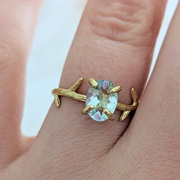 Aquamarine Ring, March Birthstone Ring, Rose Gold Ring, Aquamarine ...
