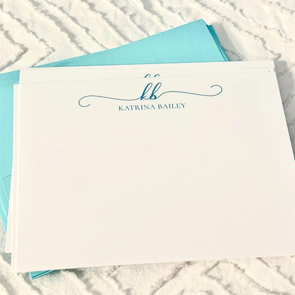 Personalized Monogram Stationery Cards - Custom Cards for Her ...