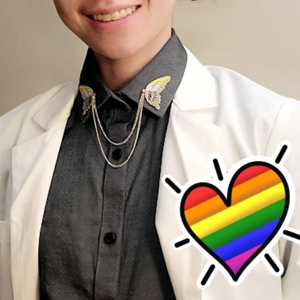 Pride Butterfly Wings Collar Pins Gold Plate Hard Enamel Pins W/ Double ...