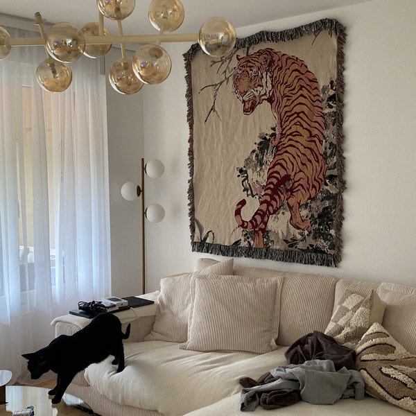 Persian Rug Style Woven Blanket, Arabesque Pattern Throw Blankets ...