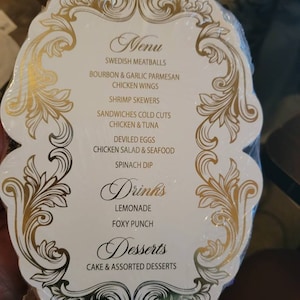 Hexagon Shaped Menu/ Geometric Shape Menus/ White and Gold Menu / Die ...