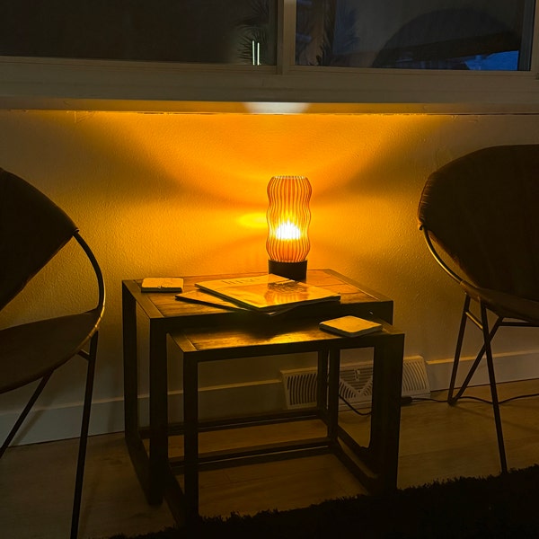 WAVY X AMBER · Japandi Table Lamp · Warm Orange Glow · Handmade From ...