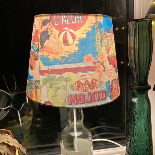 Retro Pin up Girl Lamp Shade Vintage Patchwork Shabby Chic FREE GIFT ...