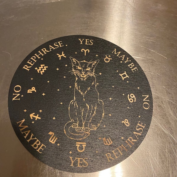 Black Cat Wood Pendulum Board | Laser Engraved | Divination | Scrying ...