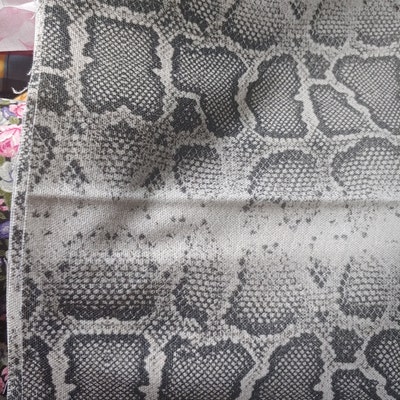 GREY Digital Snake Skin Print Fabric Animal Python Cotton Home - Etsy
