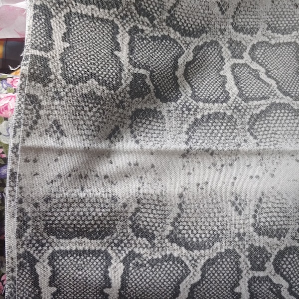 GREY Digital Snake Skin Print Fabric Animal Python Cotton Home Decor ...