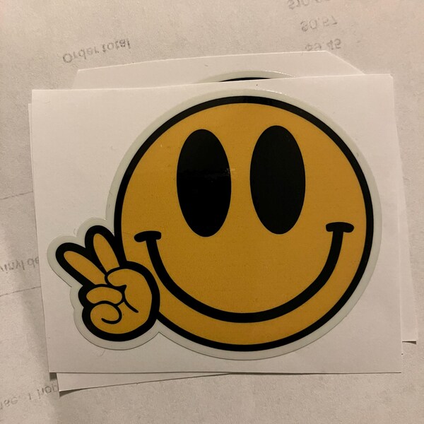 Smiley Face Peace Vinyl Decal - Etsy
