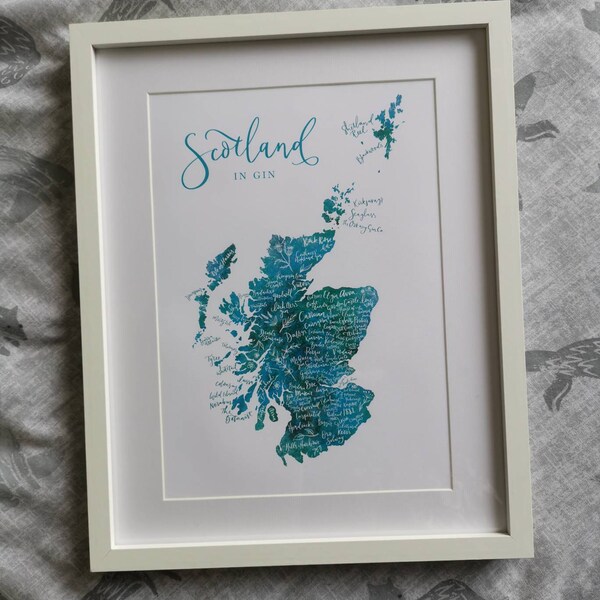Whisky Map of Scotland - Scottish Scotch Calligraphy Illustration ...