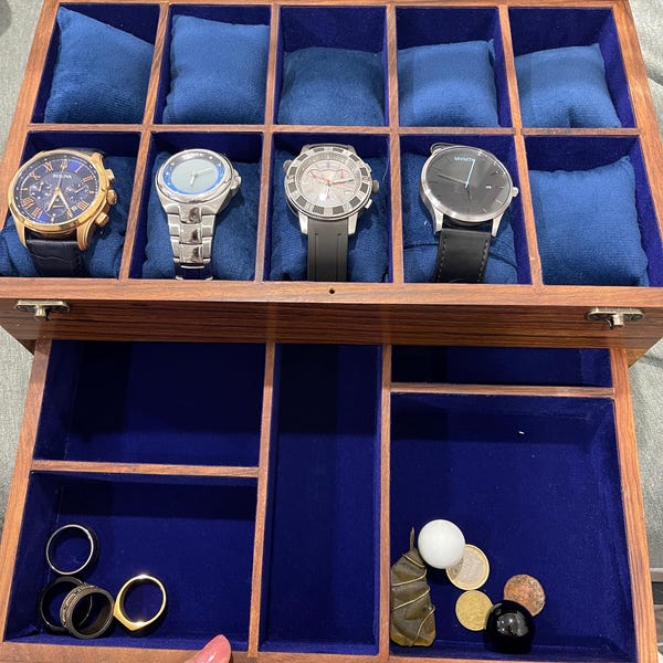 Personalized Watch Box With Drawer, Watch Case for Men, Wood Watch Box ...