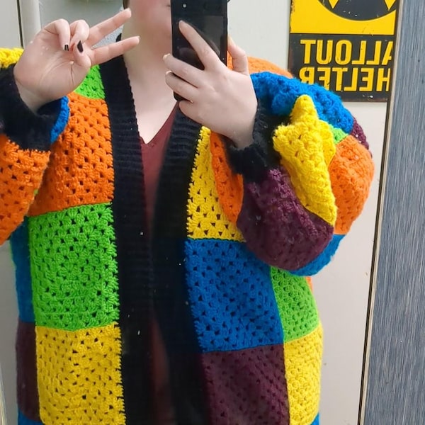 Never off Crochet Cardigan | Granny Squares Cardi | Crochet Pattern ...