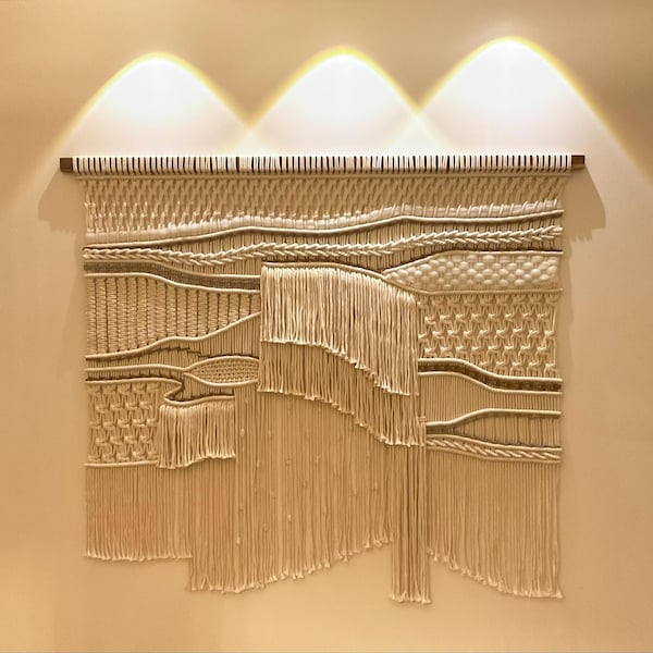 Abstract Fiber Macrame Wall Art, Unique Textured Wall Decor, Japandi ...