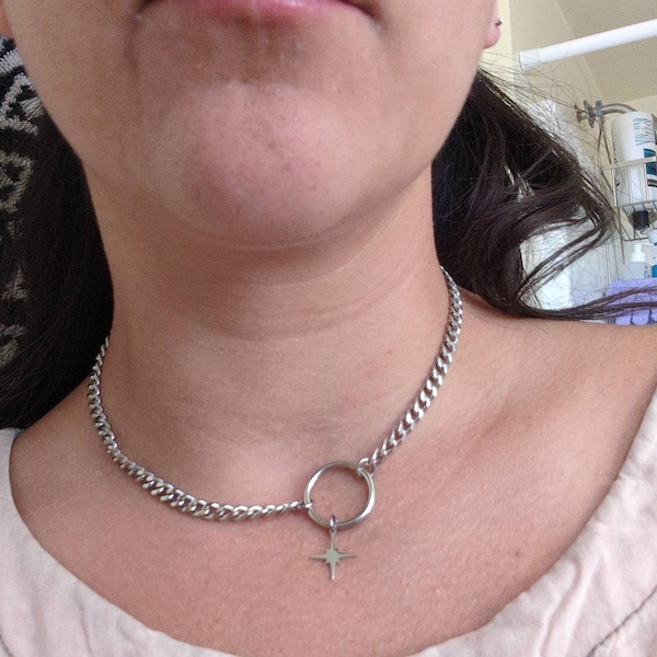 Astral Strike | Stainless Steel O-ring Star Choker | Dainty Celestial ...