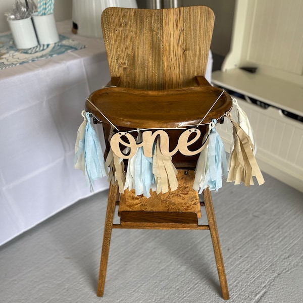 One High Chair Banner, Wood High Chair Banner, High Chair Banner, First ...
