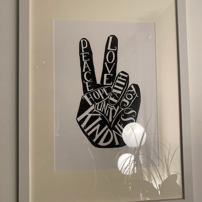 Peace Sign Art Print, Peace and Love, Inspirational Wall Art ...