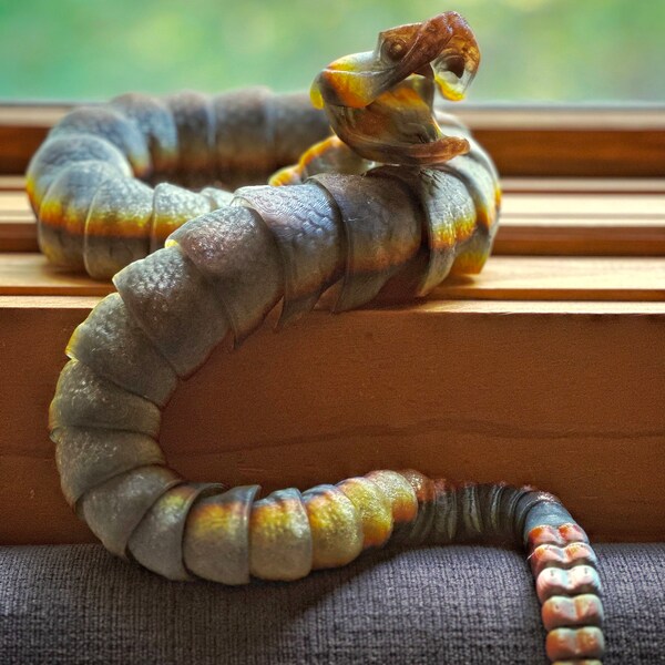 3D Printed Rattlesnake, Fully Articulated, Realistic Jaw Motion and ...