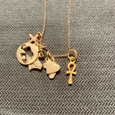 18k Solid Gold Ankh Pendant, Egyptian Key of Life, Ankh Charm, Gold ...