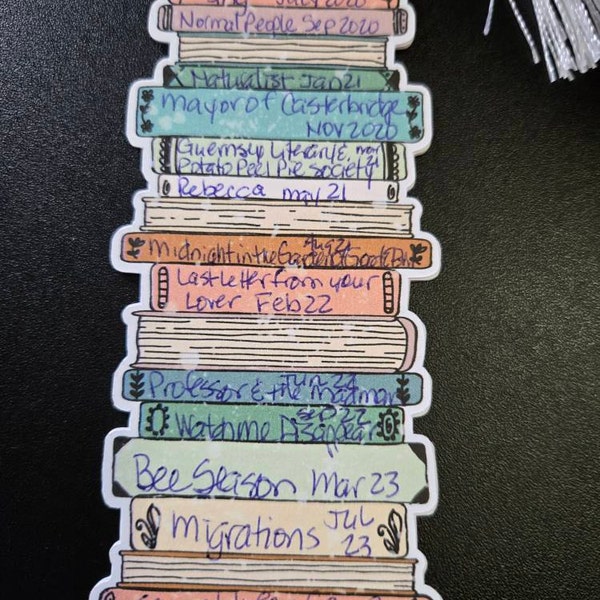 Bookmark Book Tracker, Book Stack, Double Sided, High Quality, Thick ...