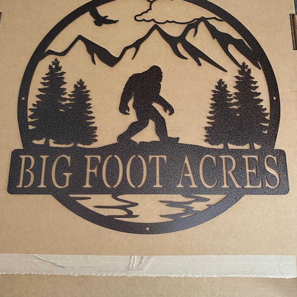 Outdoor Sasquatch Custom Name Metal Sign | Bigfoot Mountain Metal Sign ...