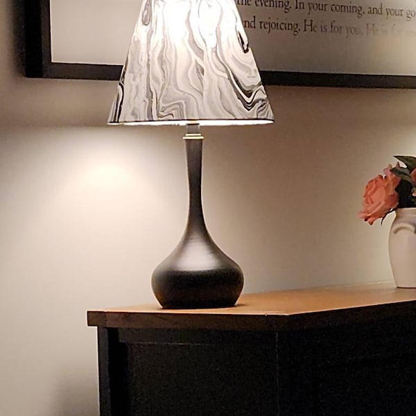 Grey / Gray Swirl Lamp Shade. Marble Pattern. Shade is 9.5 Wide at the ...