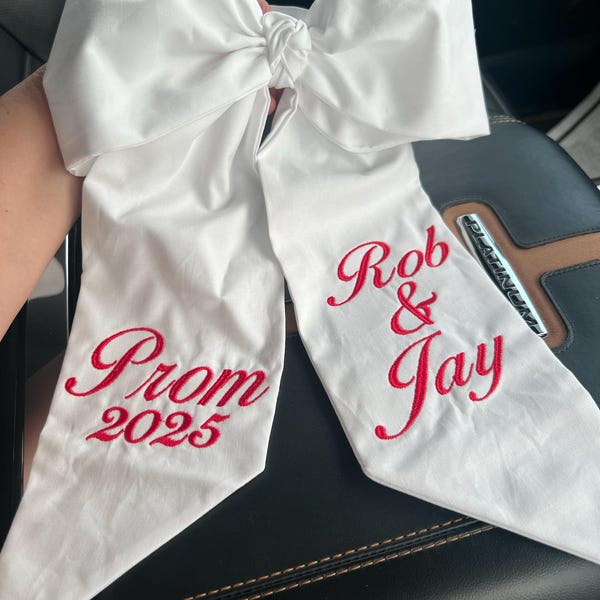 Custom Embroidered Bouquet Wrap Sash Bow HOCO Prom Bouquet Sash With ...