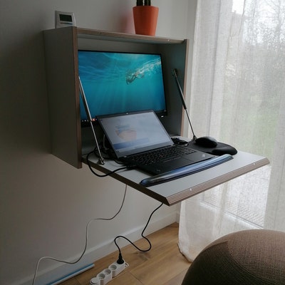 21.5 Monitor Desk Office Desk Folding Desk Space Saving Desk Secretary ...