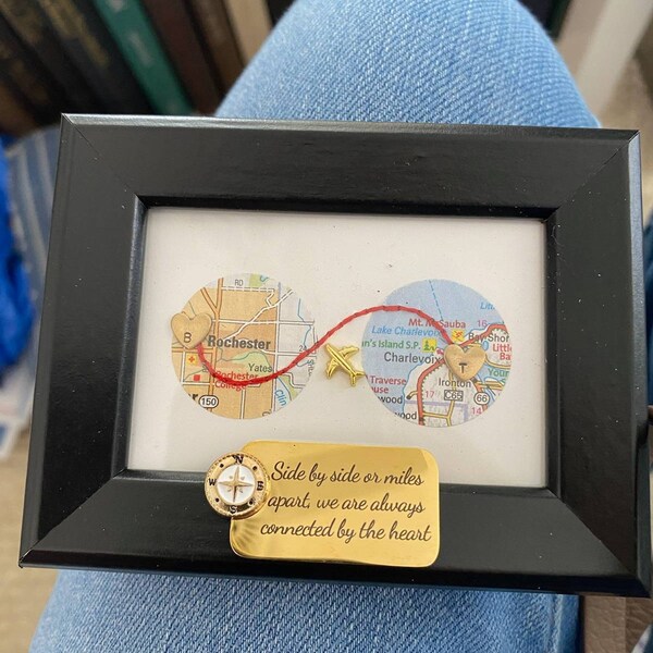 Long Distance Gift, Two Maps in One, Custom Map Gift, Maps in Frame ...