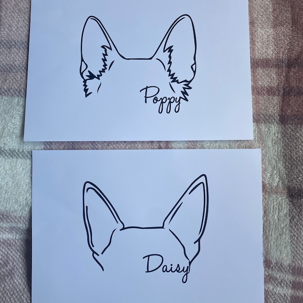 Dog Ears Print | Poster | Home Décor | Gift | Minimalist | Personalised ...
