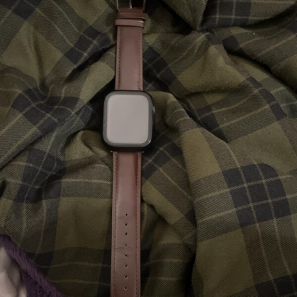 Personalised Black Leather Apple Watch Strap / 38mm 40mm 41mm 42mm 44mm ...