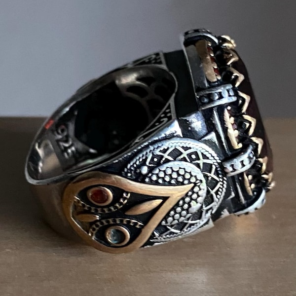 Phoenix Silver Ring, Black Onyx Stone Ring, Men's Handmade Silver Ring, 925 Sterling Silver Ring ...