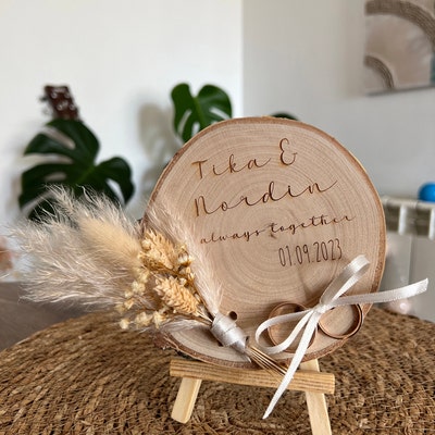 Wedding Ring Holder With Dried Flowers, Ring Cushion for Wedding Rings ...