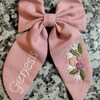 Initial Hand Embroidered Bow Custom Initial Bow Hair Bow Floral Hair ...